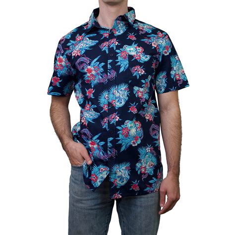 Star Wars Mens Hawaiian Print Button Down Shirt Xl Blue