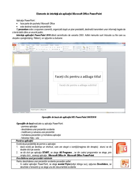 Aplicatia Powerpoint Elemente De Interfata Crearea Unei Prezentari Pdf Aplicatia Powerpoint Elemente De Interfata Crearea Unei Prezentari Pdf