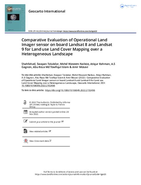 Pdf Comparative Evaluation Of Operational Land Imager Sensor On Board Landsat 8 And Landsat 9