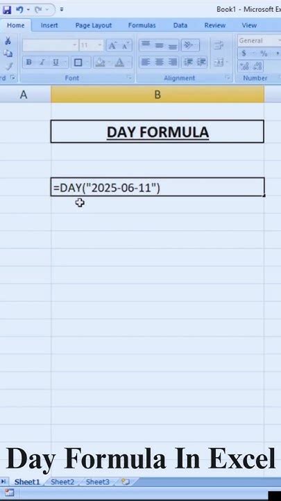 Day Formula In Microsoft Excel Excel Excelformula Exceltutorial