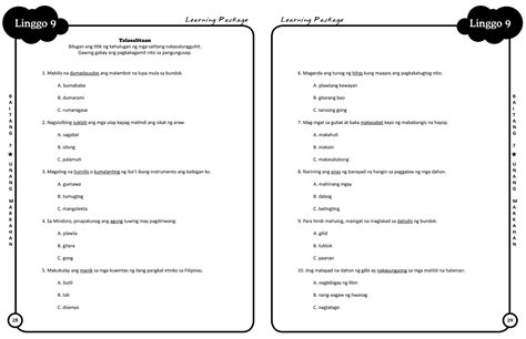 Grade 7 Learning Module In Filipino Learning Package Quarter 1 To 4 Pdf