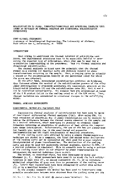 Pdf Solidification Of Flake Compacted Vermicular And Spheroidal Graphite Cast Irons As
