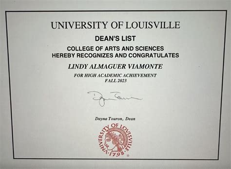 Uofl Deans List Fall 2023 Lindy Almaguer Viamonte
