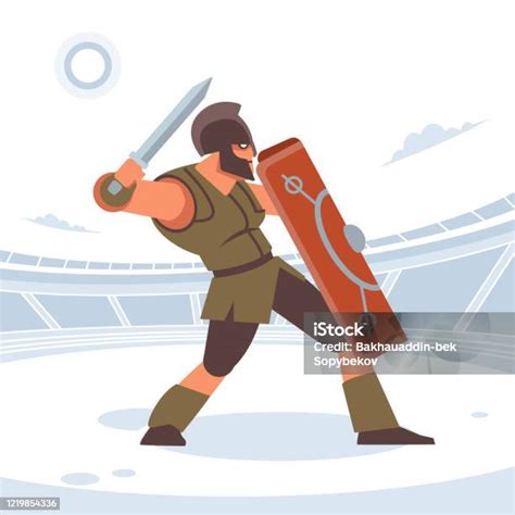 전투에서 싸우는 고대 그리스 전사 벡터 절연 그림입니다 플랫 만화 스타일 고대 그리스 양식에 대한 스톡 벡터 아트 및 기타 이미지 고대 그리스 양식 고대의 로마