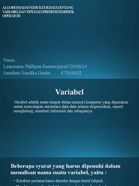 algoritma dan struktur data tentang variabel dan tipe pdf