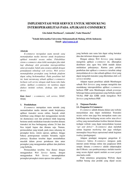 Pdf Implementasi Web Service Untuk Mendukung Interoperabilitas Pada Aplikasi E Commerce