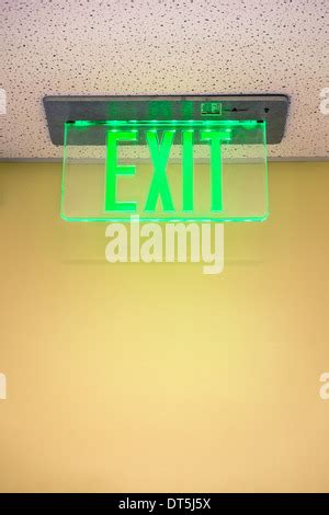 Emergency Exit Sign Ceiling Hanging Stock Photo Alamy