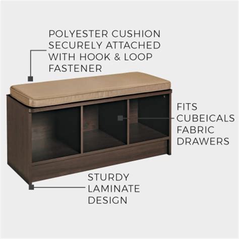 Closetmaid 3 Cube Cubby Storage Organizer Bench With Seat Cushion