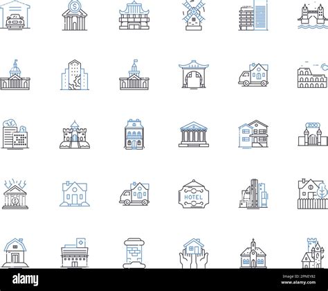 Building Industry Line Icons Collection Architecture Construction Design Engineering