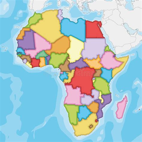 Blank Political Africa Map Vector Illustration With Different Colors For Each Country Stock