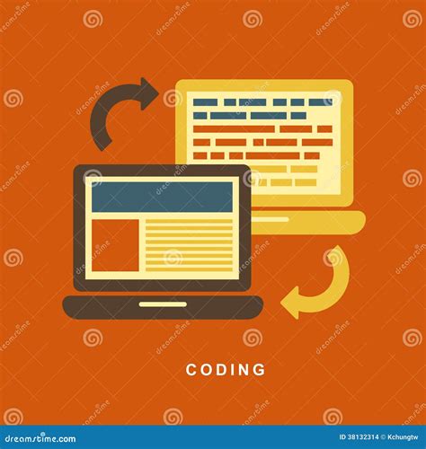 flat design concept of process web page coding stock vector illustration of concept html