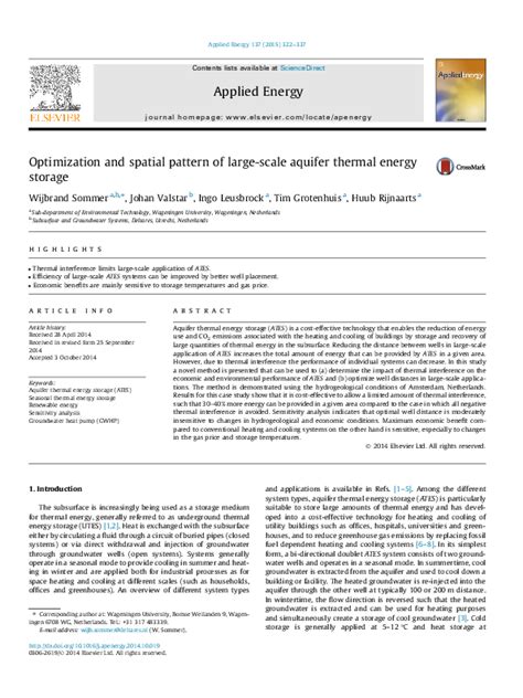 Pdf Optimization And Spatial Pattern Of Large Scale Aquifer Thermal