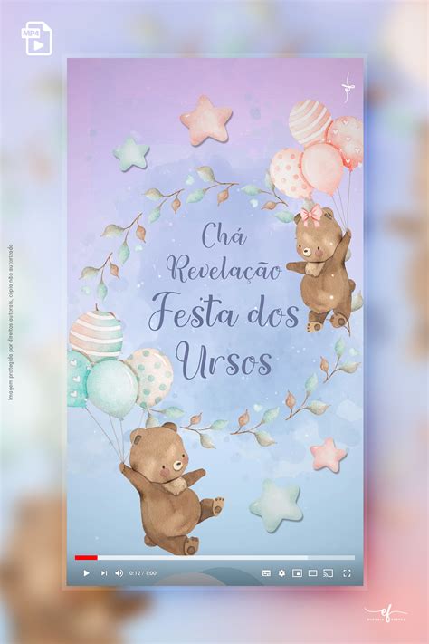 Convite Animado Chá Revelação Quartinho dos Ursos Euforia Festas