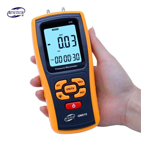 Portable Digital LCD Display Pressure Manometer GM510 50KPa Pressure Differential Manometer