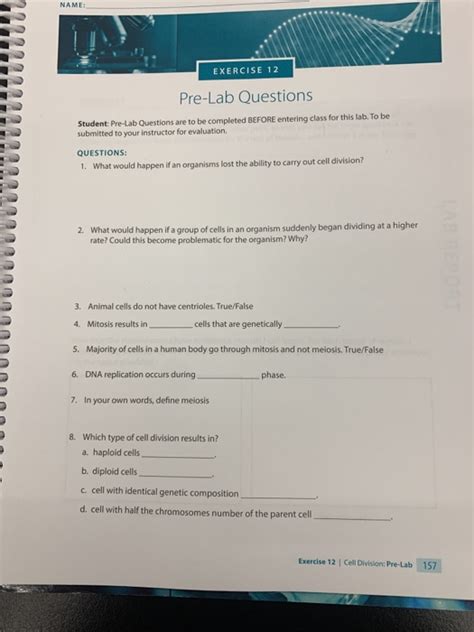 Solved NAME EXERCISE Pre Lab Questions Student Pre Lab Chegg