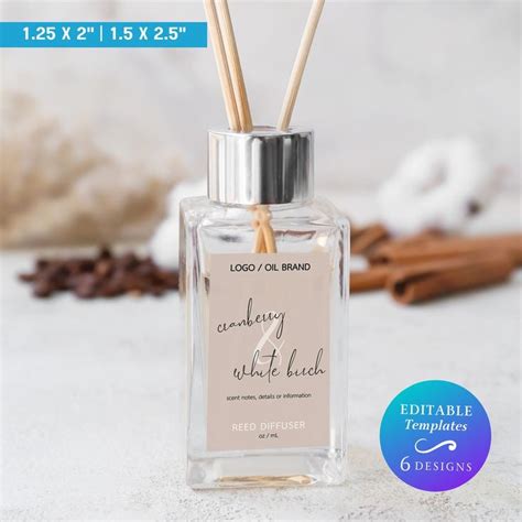 Editable Scented Oil Diffuser Label Template Custom Fragrance Oil