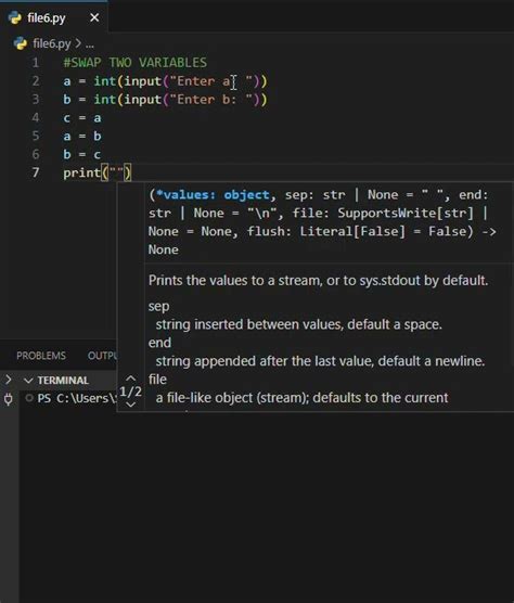 Swap Two Variables Using Python With The Help Of A 3rd Variable Programning Coding Python