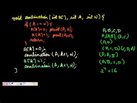 Programming Interviews Print All Combinations Of An Array YouTube
