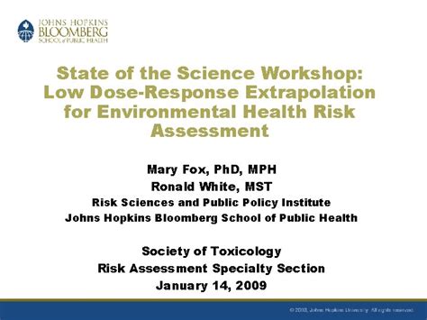 State Of The Science Workshop Low Doseresponse Extrapolation