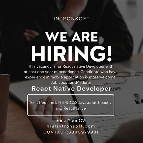 Reactnative Jobopening Hiring Madurai Developerjobs Joinourteam Devadharshini Devarajan