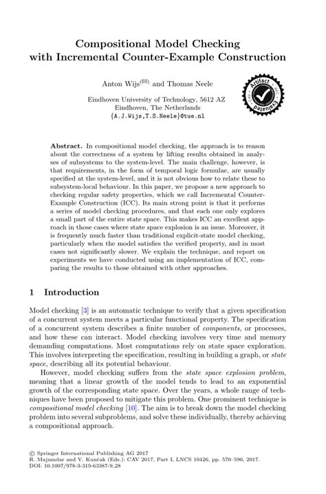 Pdf Compositional Model Checking With Incremental Counter Example Construction