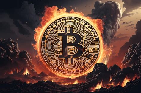 Bitcoin On Fire Premium Ai Generated Image
