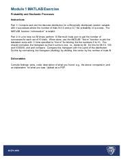 Module MATLAB Exercise Pdf Module MATLAB Exercise Probability And Stochastic Processes