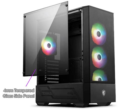 MSI MAG Forge 112R ARGB Mid Tower Tempered Glass ATX Gaming PC Case Black