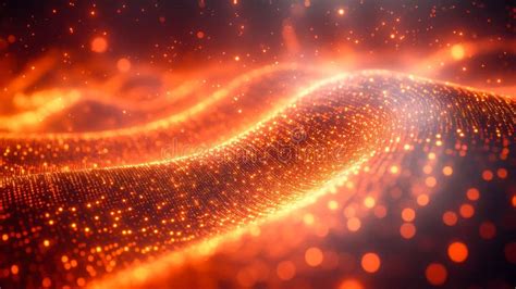 Glowing Orange Particles In A Wave Pattern Giving A Futuristic And Dynamic Effect Representing