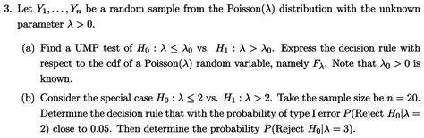 Solved Let Y Yn be a random sample from the Poisson λ Chegg