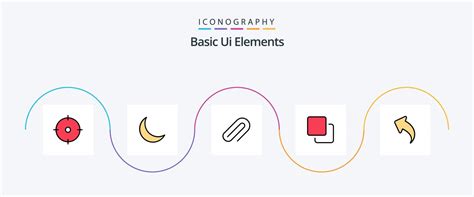 Basic Ui Elements Line Filled Flat 5 Icon Pack Including Left Stack Clip Quadruple Four