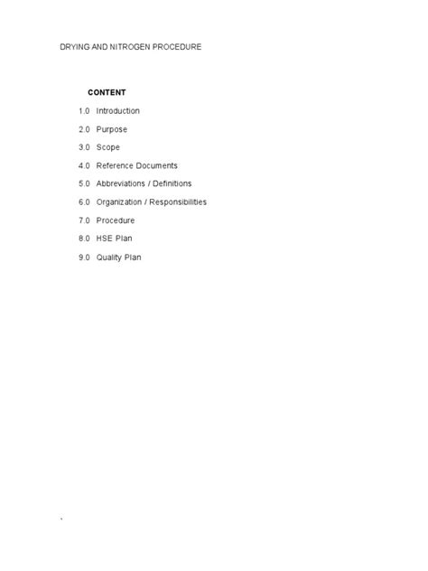 Drying And Nitrogen Procedure Pdf Pipeline Transport Atmosphere