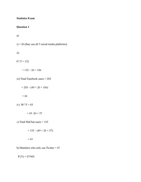STAT EXAM Statistics Statistics Exam Question A I They Use All Social Media