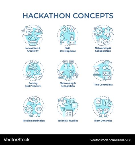 Hackathon Soft Blue Concept Icons Royalty Free Vector Image