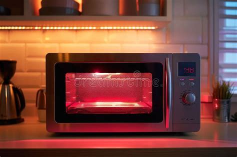 Microwave Oven Malfunctioning With A Red Light Inside A Microwave Oven