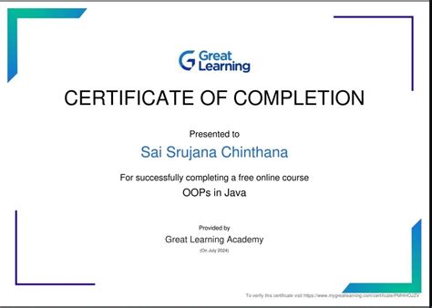 Sai Srujana Chinthana On Linkedin Ive Completed The Object Oriented