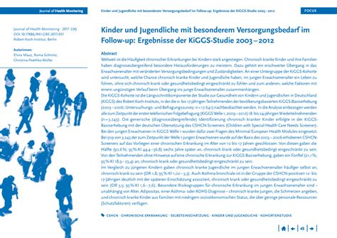 Pdf Kinder Und Jugendliche Mit Besonderem Versorgungsbedarf Im Follow