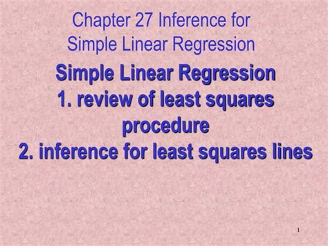 Ppt Chapter 27 Inference For Simple Linear Regression Powerpoint