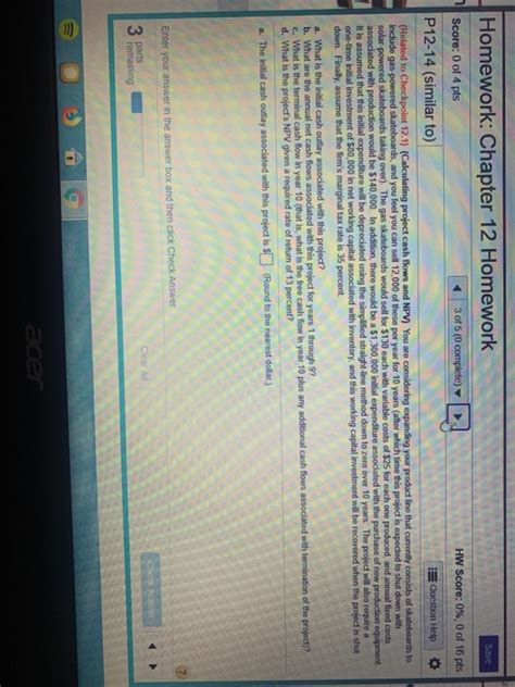 Solved Save Homework Chapter 12 Homework Score 0 Of 4 Pts