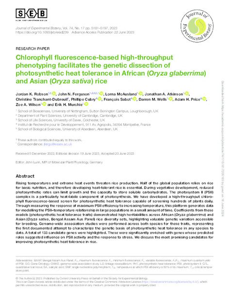 Chlorophyll Fluorescence Based High Throughput Phenotyping Facilitates The Genetic Dissection Of