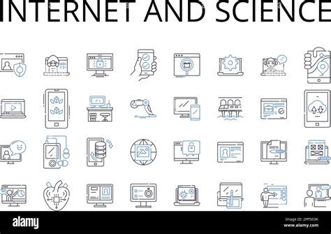 Internet And Science Line Icons Collection Nternet Web Net Cyberspace Online Digital World