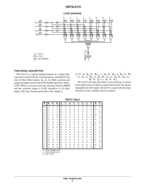 74ls151 Datasheet 74ls151 Onsemiconductor Pdf Low Power Schottky On Semiconductor