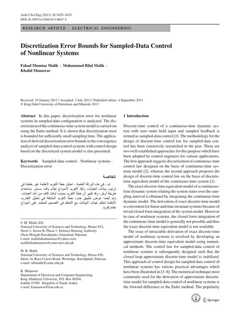 Pdf Discretization Error Bounds For Sampled Data Control Of Nonlinear
