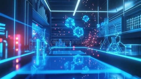 Futuristic Digital Chemistry Lab with Holographic Elements and Neon ...