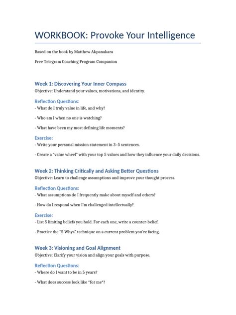 Provoke Your Intelligence Workbook Pdf