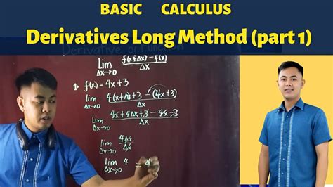 Derivative Of Function Part 1 Long Method Basic Calculus Youtube