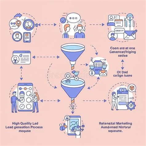 Flowchart Illustration Depicting A Lead Generation And Marketing Process Central Stock