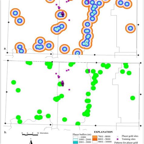 Placer Gold Pattern Map A Ten 1000 M Wide Buffer Bands Download