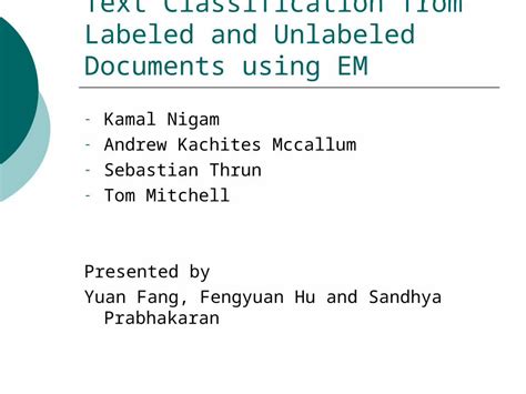 ppt text classification from labeled and unlabeled documents using em
