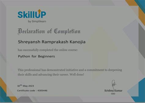 Shreyansh Kanojia On Linkedin Simplilearn Pythonlearning